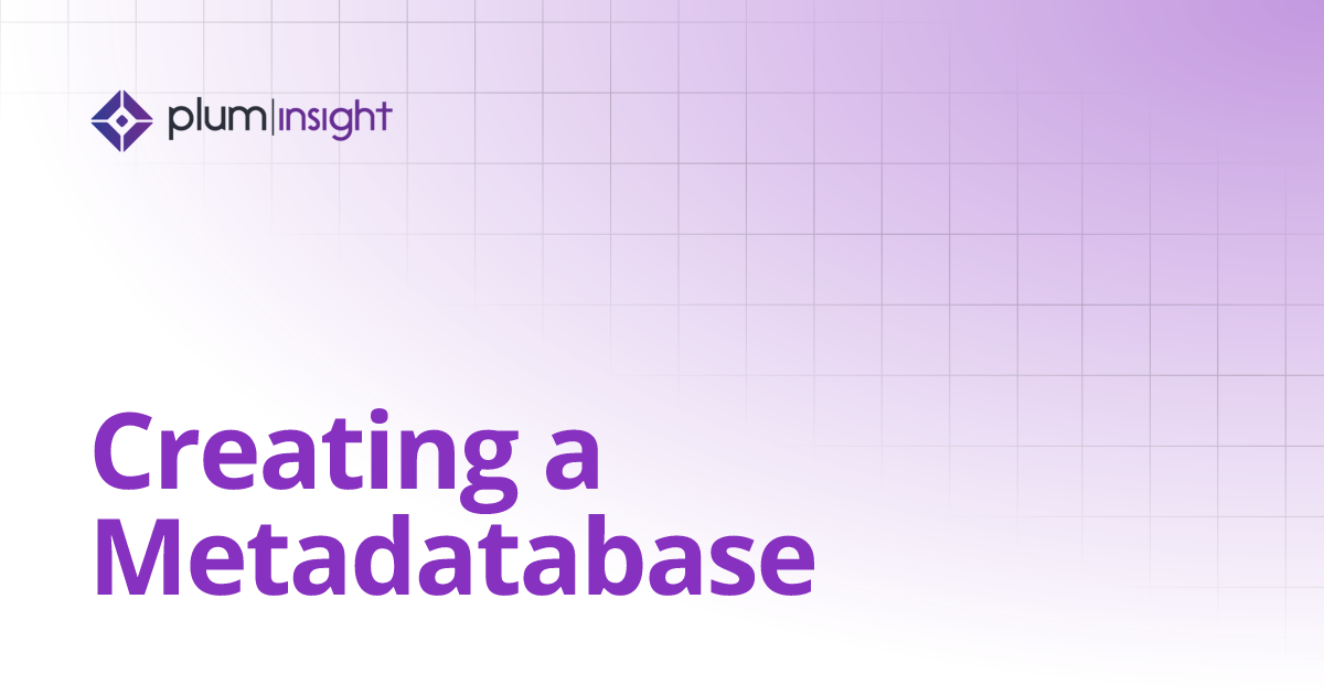 Creating a Metadatabase | Plum Insight Documentation